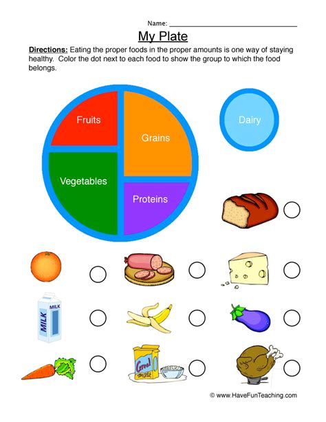 My Plate Sorting Worksheet Food Groups Pdf