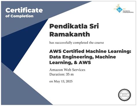 Aws Machinelearning Dataengineering Ai Cloudcomputing Acm Certification Lifelonglearning
