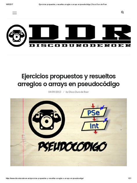 Ejercicios Propuestos Y Resueltos Arreglos O Arrays En Pseudocódigo Disco Duro De Roer Pdf