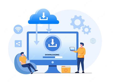 Premium Vector Cloud System File Download Database Protection Concept Data Center File