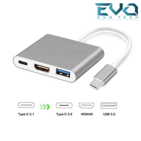 Hub Type C To Hdtv 3 In 1 Adapter Usb Type C Hdmi Evo Tech ايفو تك