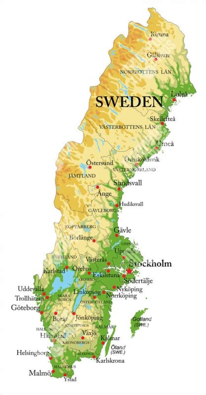 Magnetická Mapa Švédska Geografická Reliéfní