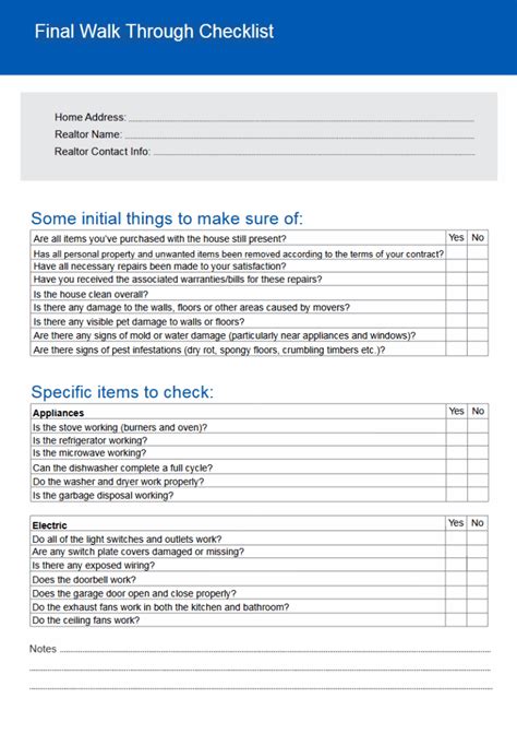 Printable Final Walk Through Checklist Printable Templates Hub