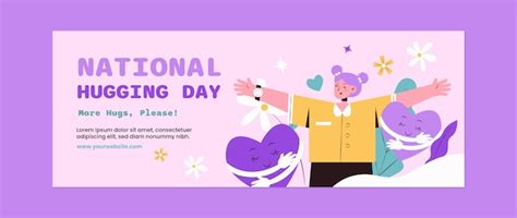 Free Vector Flat National Hugging Day Social Media Cover Template