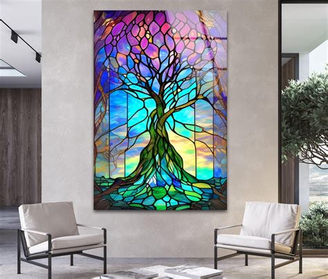 Stained Purple Life Of Tree Art Nature Glass Decor Myphotostation