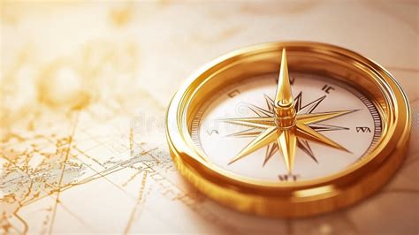 A Gleaming Compass Rests Delicately On An Intricately Drawn Map With Its Needle Steadfastly