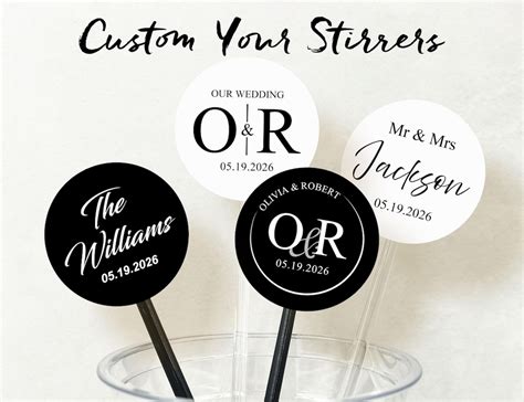 Personalized Wedding Stir Sticks Custom Monogram Drink Stirrers Wedding