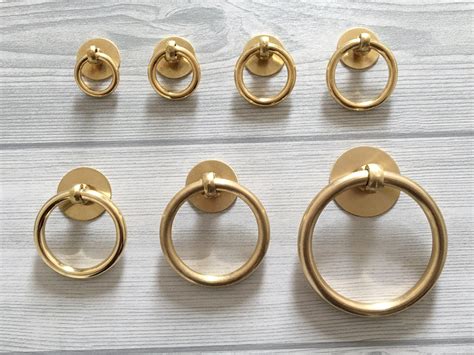 Brass Drop Ring Pull Cabinet Door Knob Dresser Pulls Brass Etsy