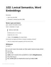 Understanding Lexical Semantics Word Embeddings Types Course Hero