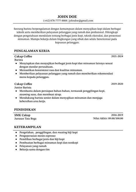 Contoh Dan Template CV Lamaran Kerja Untuk Berbagai Profesi