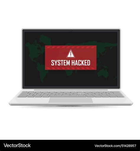 System Error Warning On Laptop System Hacked Vector Image