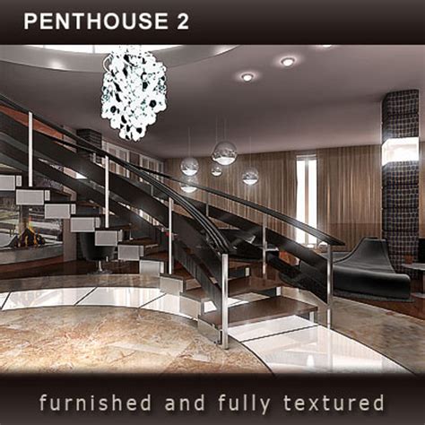 Penthouse Living Room 3d Model