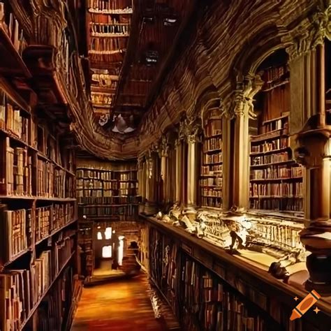 Ancient Library Filled With Scrolls And Fossils Unlocking Secrets Of