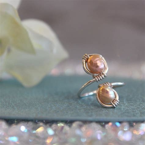 Pearl Bypass Ring Etsy