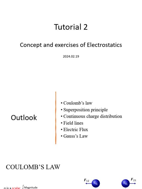 Tutorial2 Concept And Exercises Of Electrostatics 0219 Pdf