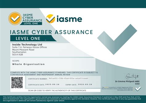 Weve Achieved Iasme Cyber Assurance Level 1 Inside Technology