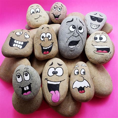 Downloadable Silly Faces Group 1 Rock Painting Tutorial Etsy How To