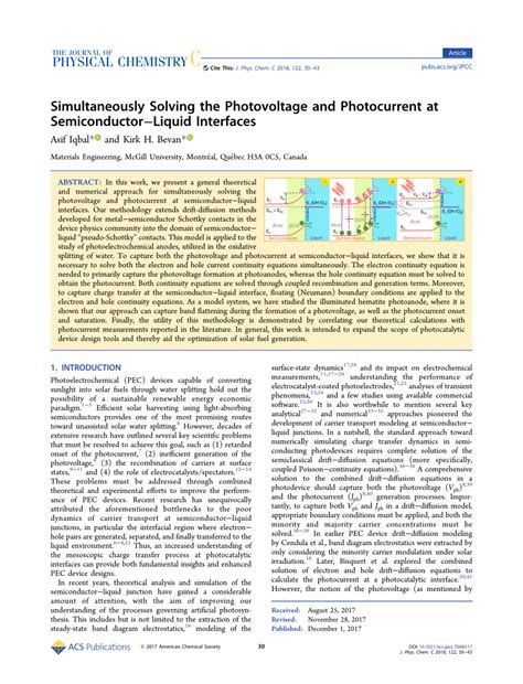 Pdf Simultaneously Solving The Photovoltage And Photocurrent At