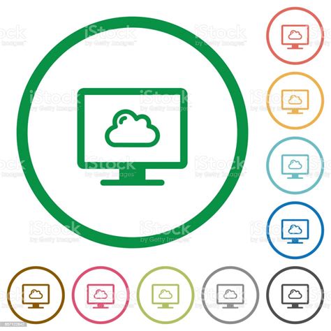 Cloud Computing Flat Icons With Outlines Stock Illustration Download