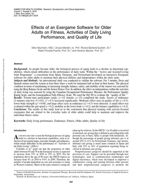 9 Effects Of An Exergame Software For Older Adults On Fitness