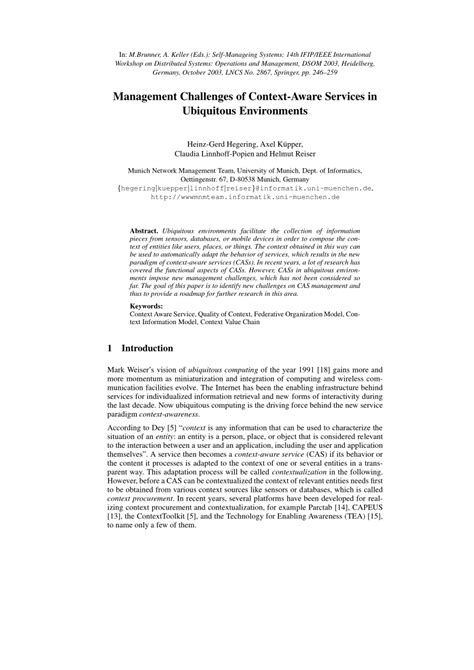 Pdf Management Challenges Of Context Aware Services In Ubiquitous Environments