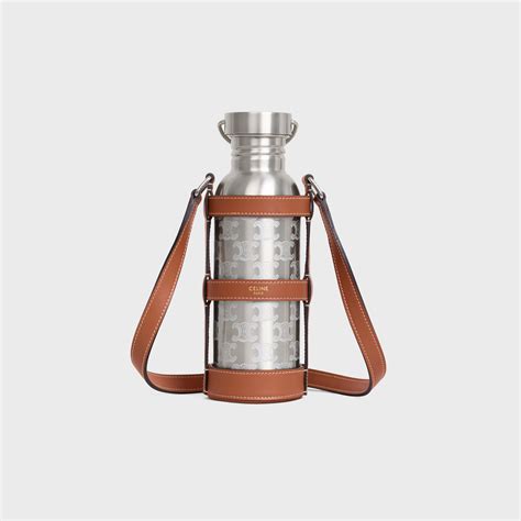 Water Bottle In Steel With Triomphe All Over Print Tan Celine