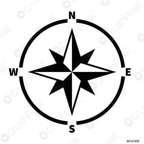 Black Compass Rose Isolated On White Vector Stock Vector 2141699 Crushpixel