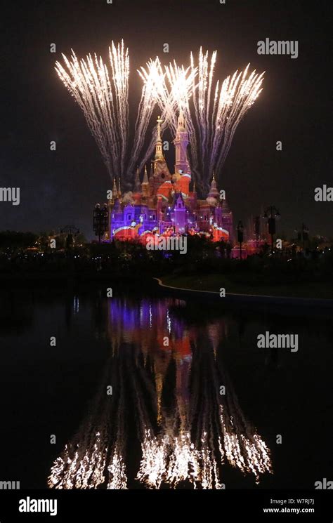 Fireworks Explode Over The Disney Castle During The First Anniversary