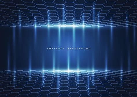 Abstract Technology Blue Hexagons Pattern Background For Network Connection Concept With Mesh