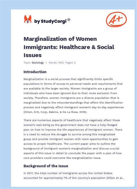 Marginalization Of Women Immigrants Healthcare And Social Issues Free Essay Example