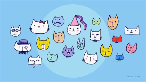 Download Cartoon Cats Faces Cute Laptop Wallpaper