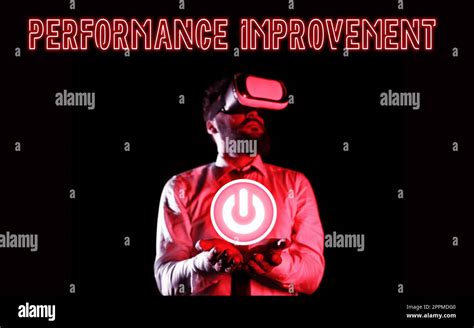 text sign showing performance improvement internet concept measure and