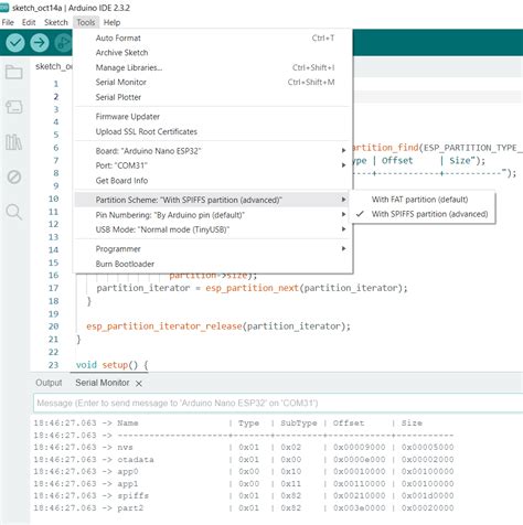 partitions csv for arduino esp32s3 development platforms platformio