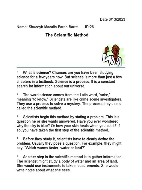 The Scientific Method Reading Activity 1 Pdf Experiment Theory