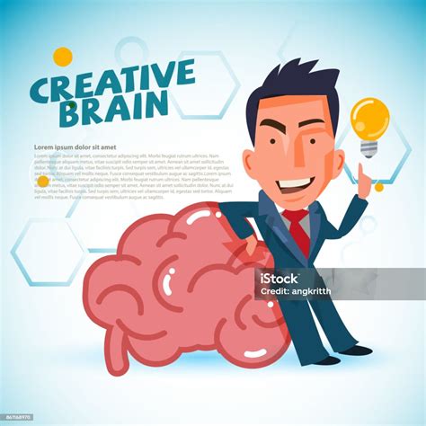 똑똑한 사람 거 대 한 두뇌 옆에 서까지 영리 하 고 창조적인 두뇌와 아이디어 개념 문자벡터 일러스트 레이 션 기업 재무와