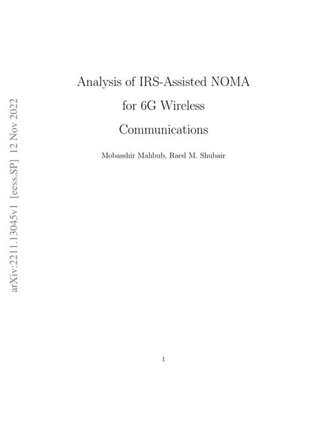 Pdf Analysis Of Irs Assisted Noma For 6g Wireless Communications