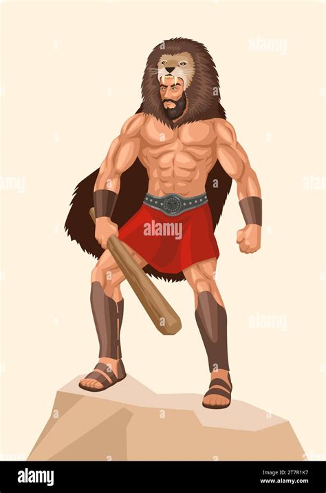 Simple Flat Vector Illustration Of Heracles Or Hercules A Divine Hero