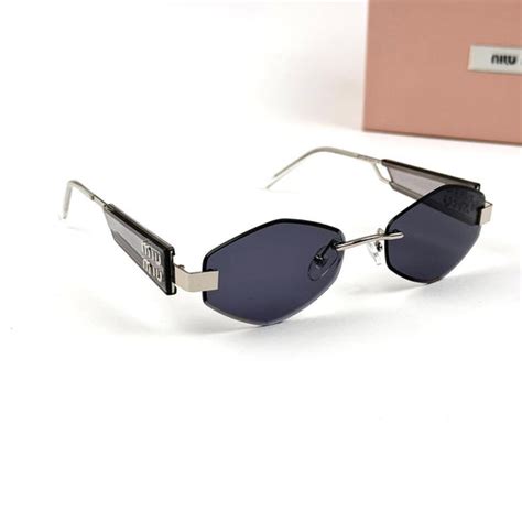 Miu Miu Edge Slim Rimless Silver Black Giiz Store