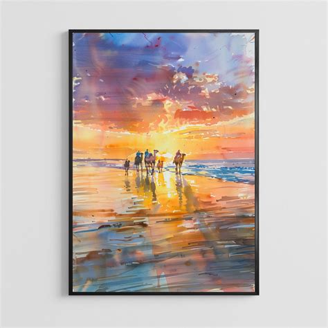 Broome Australia Watercolor Poster Coastal Landscape Art Print