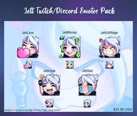 Jett Twitch Discord Emote Pack Valorant Inspired Emotes Digital