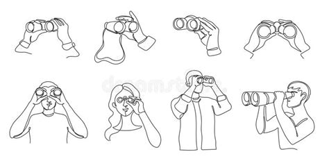 Looking Through Binocular Observer Hands And People Holding Binoculars