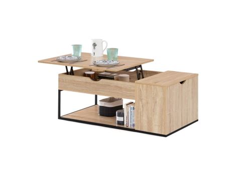 Table Basse Plateau Relevable Rectangulaire Detroit Avec Coffre Design Industriel Conforama