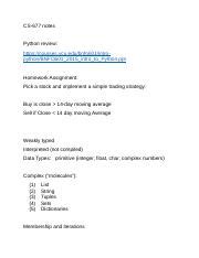 Data Science Lecture Docx CS Notes Python Review Https Courses Vcu Edu Bnfo