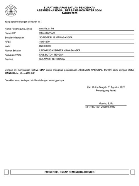 Musrifa Asesmen Nasional Tahun 2025 Pdf