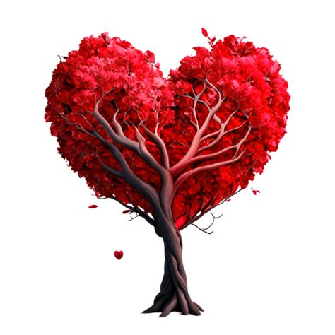 Heart Shape Tree Red AI Generative 33268395 PNG
