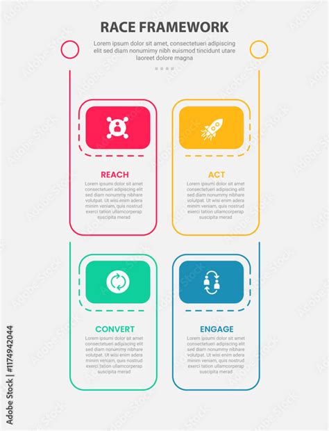 Race Framework Infographic Outline Style With 4 Point Template With