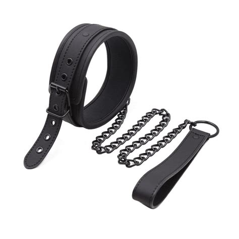 Black Bdsm Training Collar And Leash Slave Jewelry For Submissive