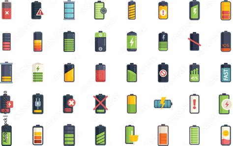 This Set Of Battery Charging Icons Is Perfect For Illustrating