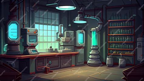 Premium Photo Laboratory 2d Background Environment For A Mobile Game