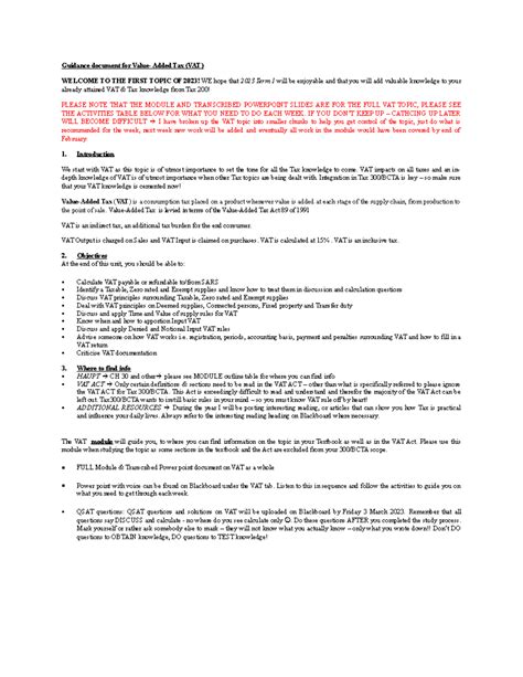 Guidance Document For Vat Guidance Document For Value Added Tax Vat